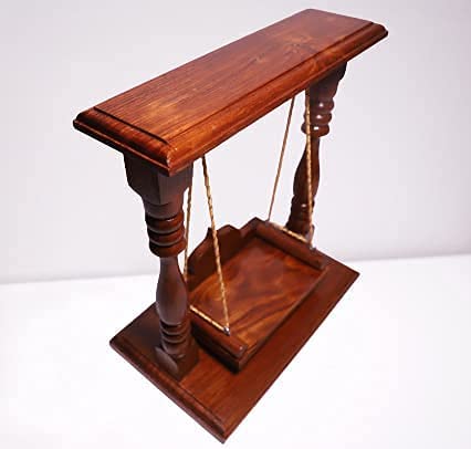 KANHA JI JHULA, for Home Swing Idol Decorative SHEESHAM Wood Premium Polished (Brown, 13.5"x12"x7.5"), Seat Size :- (8"x5.5")