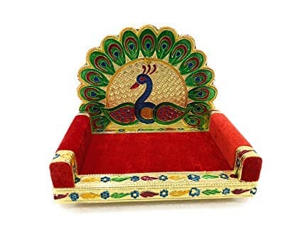 Singhasan Laddu Gopal Wooden Singhasan for Pooja MandiR Mharaja Sinhasan/Singhasan Lord Karishna Palna Red Jhula Baby Karishan Palna No 1 to 3