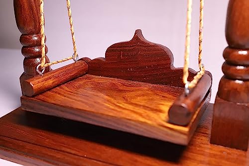 KANHA JI JHULA, for Home Swing Idol Decorative SHEESHAM Wood Premium Polished (Brown, 13.5"x12"x7.5"), Seat Size :- (8"x5.5")