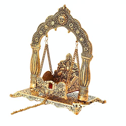 KANHA JI JHULA, for Home Swing Idol Decorative SHEESHAM Wood Premium Polished (Brown, 13.5"x12"x7.5"), Seat Size :- (8"x5.5")