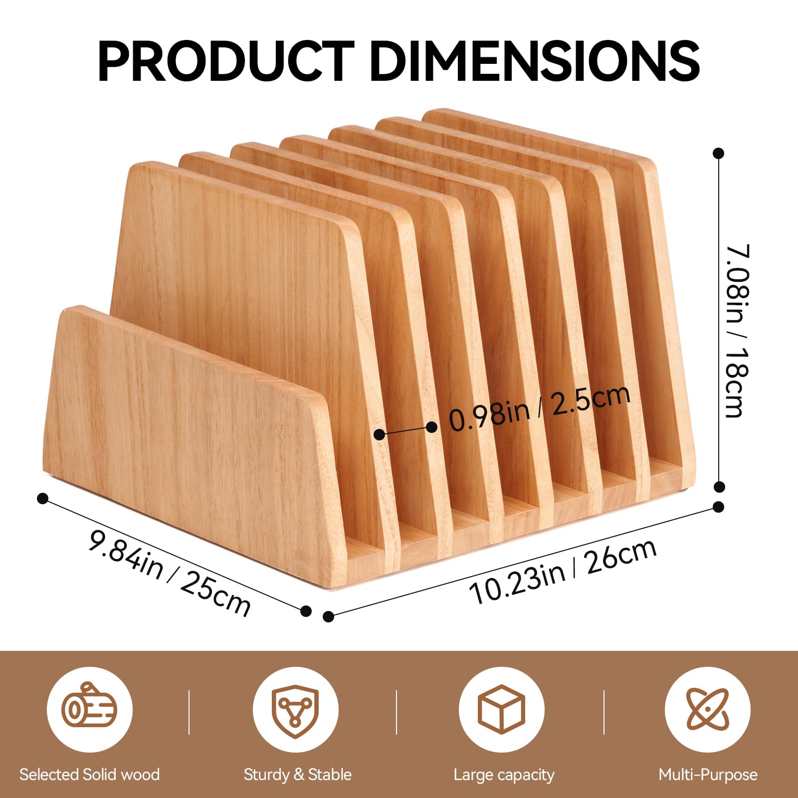 KIRIGEN Desktop File Document Holder Stand 7 Slots Mail Paper Organizer Desk Sorter Holder for File Document Organizer Stand for Home Office Natural (7KWJJ-NA)