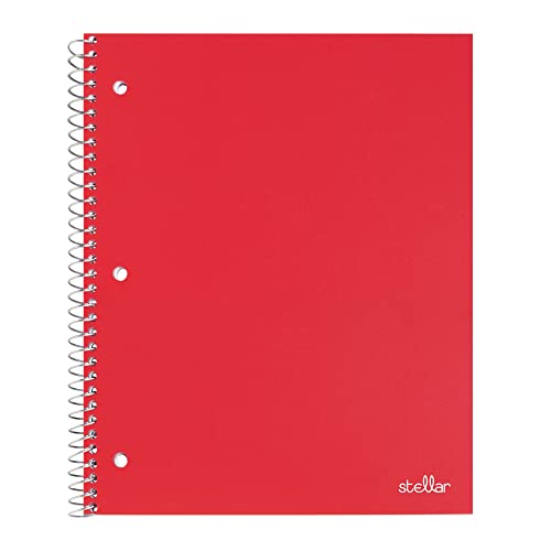 Office DepotĀ® Brand Stellar Poly Notebook, 8" x 10 1/2", 1 Subject, Wide Ruled, 200 Pages (100 Sheets), Red