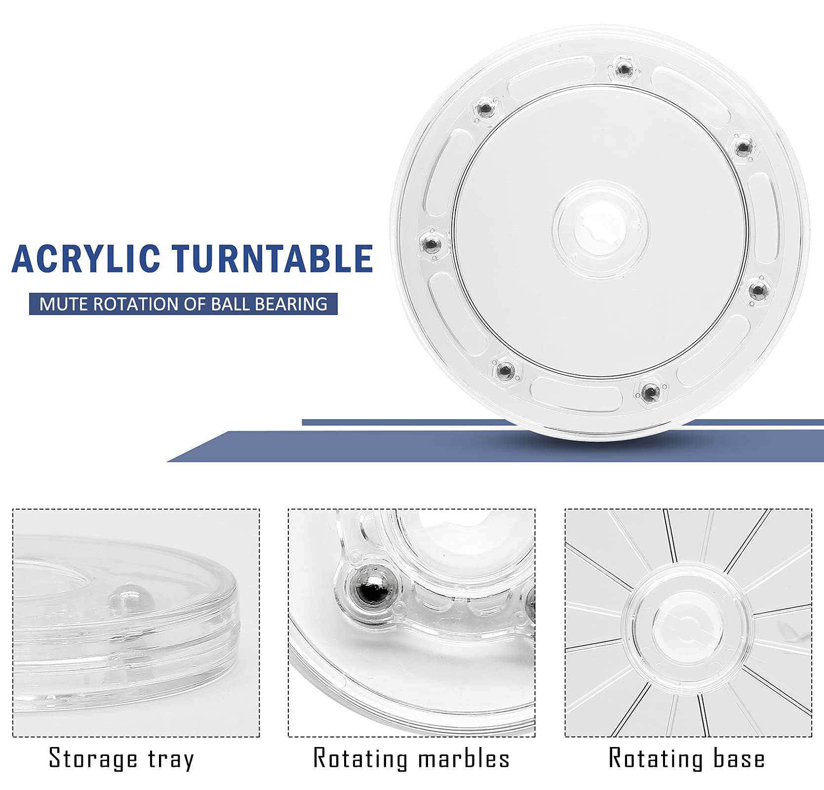 Zorveiio 6 Inch Acrylic Turntable Organizer, Clear 360 Degree Rotation Round Turntable for Kitchen Pantry Table Countertop Cabinet Decorating