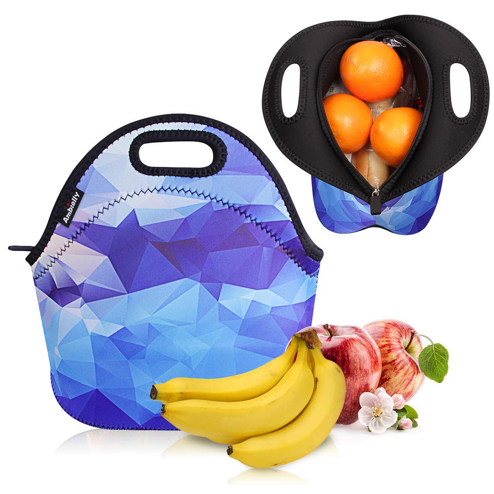 Ambielly Neoprene Lunch Bag/Lunch Box/Lunch Tote/Picnic Bags Insulated Cooler Travel Organizer (Blue Diamond)