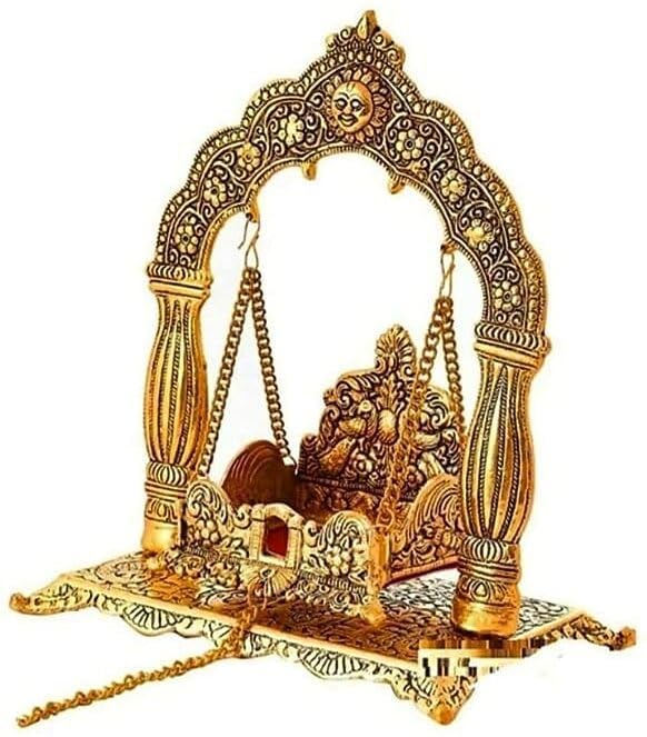 Metal Swing Laddu Gopal Jhula,Krishna Hindola Palana,Decorative Laddu Gopal for Temple
