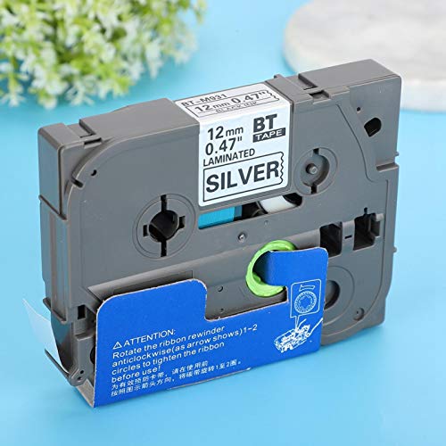 Agatige Compatible Label Tape Replacement for Brother Printer Ribbon Tapes Label Maker Tapes(12mm Black on Matte Silver)