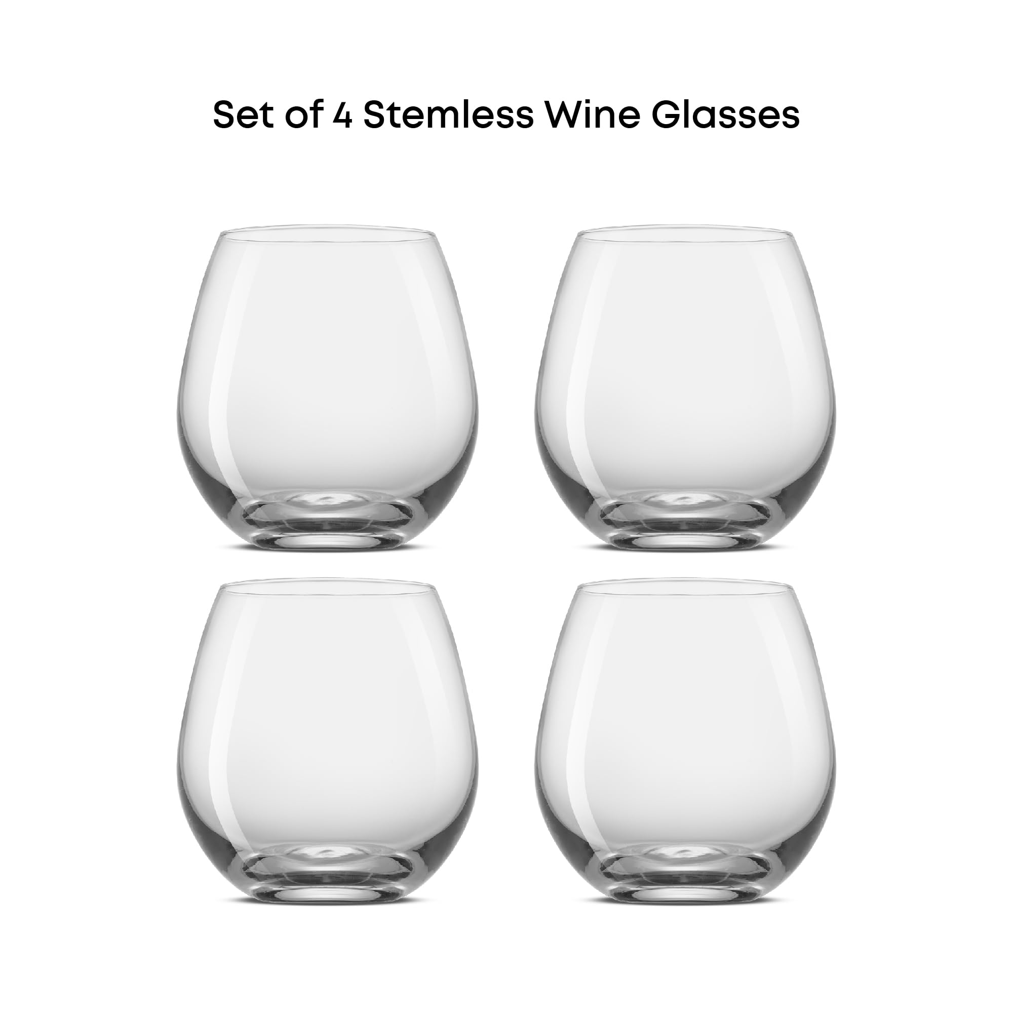 JoyJolt Spirits Stemless Wine Glasses for Red or White Wine (Set of 4)-15-Ounces