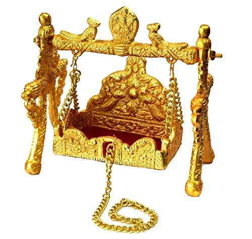 Golden Laddu Gopal Krishna Pooja Jhula for Home Puja, Temple, Janmastami