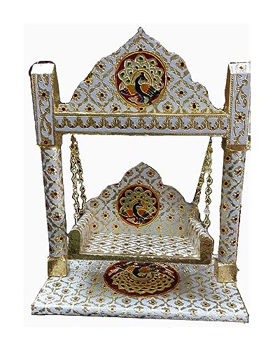 Multicolour Meenakari Peacock Wooden Handcrafted Decorated Laddu Gopal Jhula
