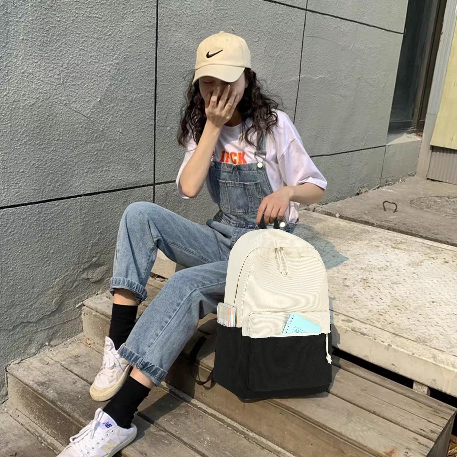 School Backpack for Teens Large Corduroy Bookbag Lightweight 17 inch Laptop Bag for Girls Boys Casual High School College