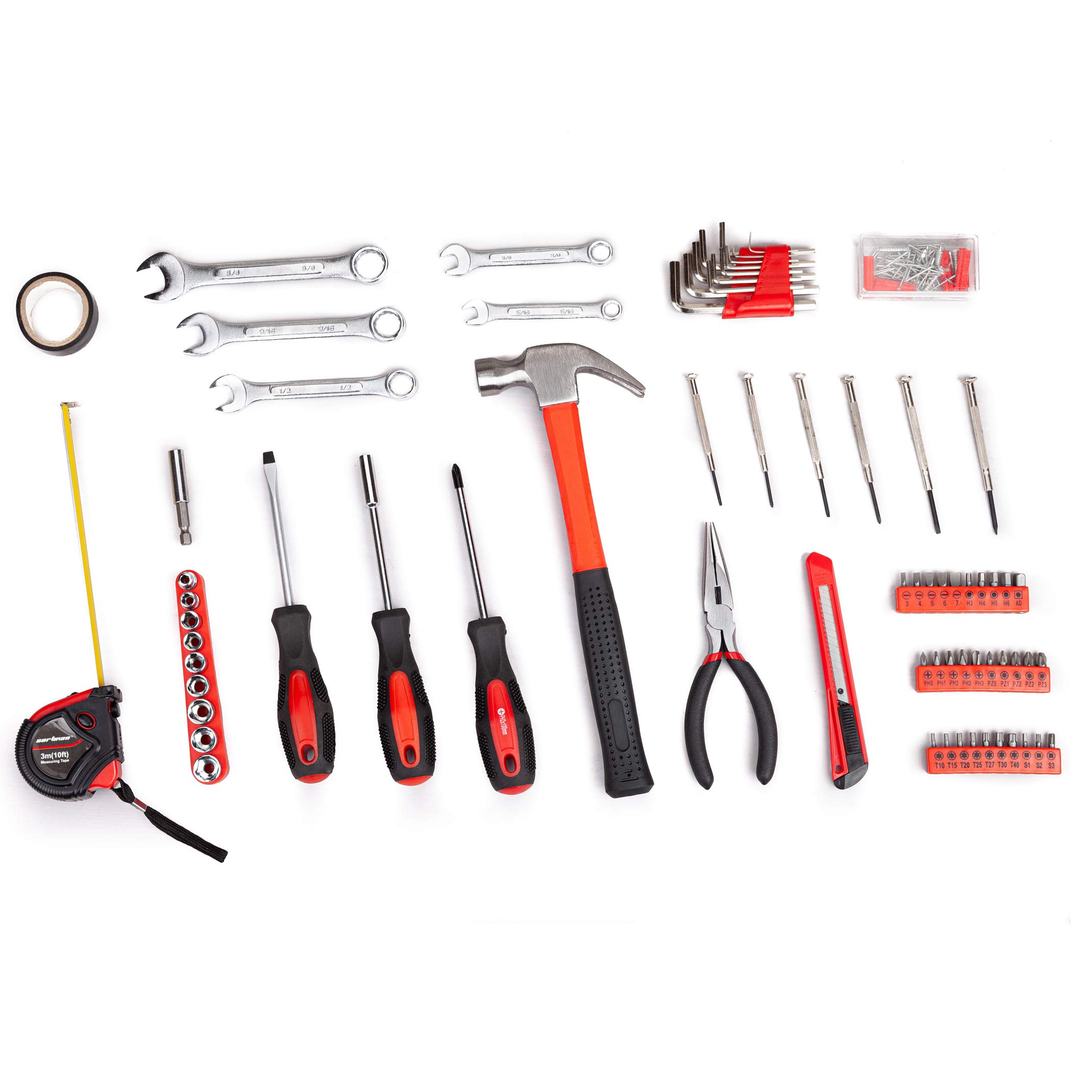 CARTMAN 148Piece Tool Set General Household Hand Tool Kit with Plastic Toolbox Storage Case Socket and Socket Wrench Sets