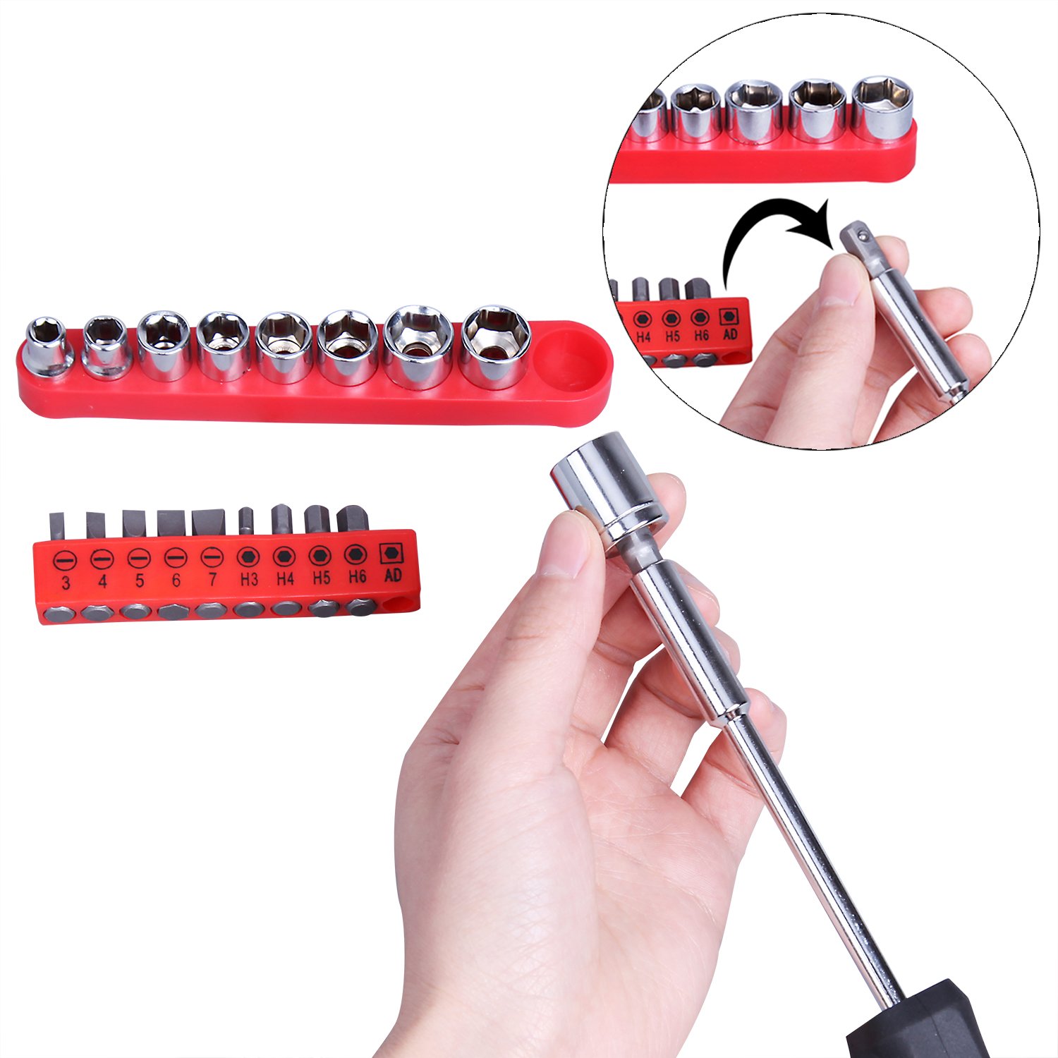 CARTMAN 148Piece Tool Set General Household Hand Tool Kit with Plastic Toolbox Storage Case Socket and Socket Wrench Sets