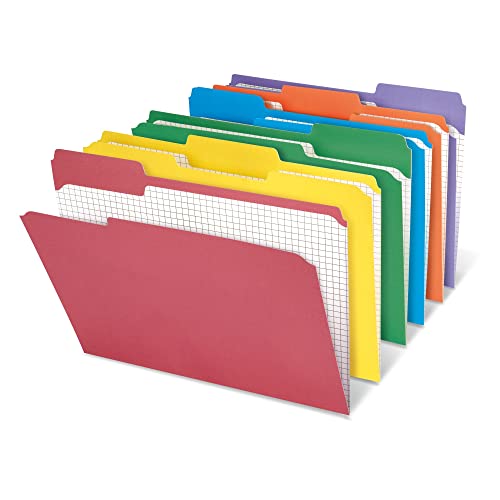 Office Depot Reinforced Tab Color File Folders with Interior Grid, 1/3 Cut, Letter Size, Assorted Colors, Box of 100, ODR15213AS