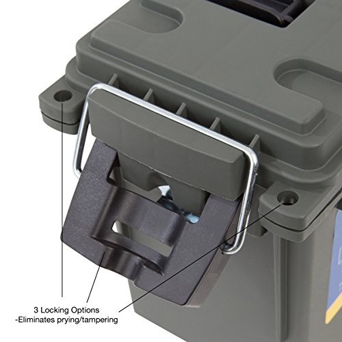 Sheffield 12626 Field Box, Plastic Ammo Can for Pistol, Rifle, and Shotgun Ammo, Water Resistant Ammo Box, Ammo Storage Box w/ 3 Locking Options, Olive Drab Green Ammo Cans, Made in The U.S.A.