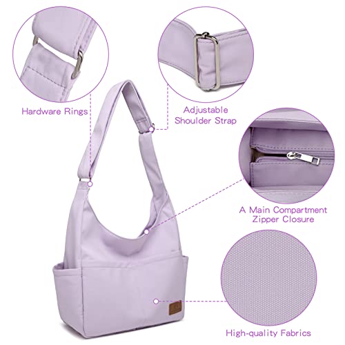MYHOZEE Purple Canvas Tote Bag for Women - Durable, Lightweight, Large Capacity with Multiple Pockets, Adjustable Wide Shoulder Strap, Stylish and Versatile