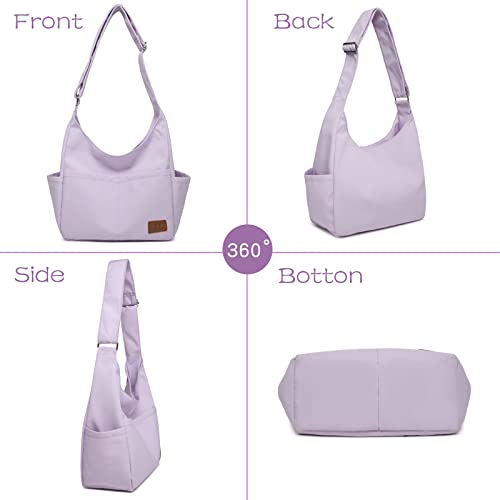 MYHOZEE Purple Canvas Tote Bag for Women - Durable, Lightweight, Large Capacity with Multiple Pockets, Adjustable Wide Shoulder Strap, Stylish and Versatile