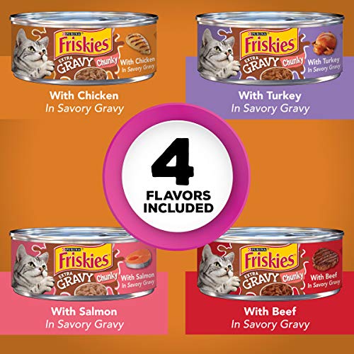 Purina Friskies Gravy Wet Cat Food Variety Pack, Extra Gravy Chunky - (24) 5.5 oz. Cans