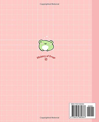 Composition Book: Cute Cat & Frogs | College Ruled Wide Lined Notebook | Pink Kawaii Korean Aesthetic Journal for School