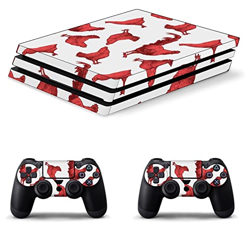 Red Hens and Cock Sticker for P-S4 Controller Full Protective Skin Cover Design Wrap Decal Sticker Compatible with P-S4 Print