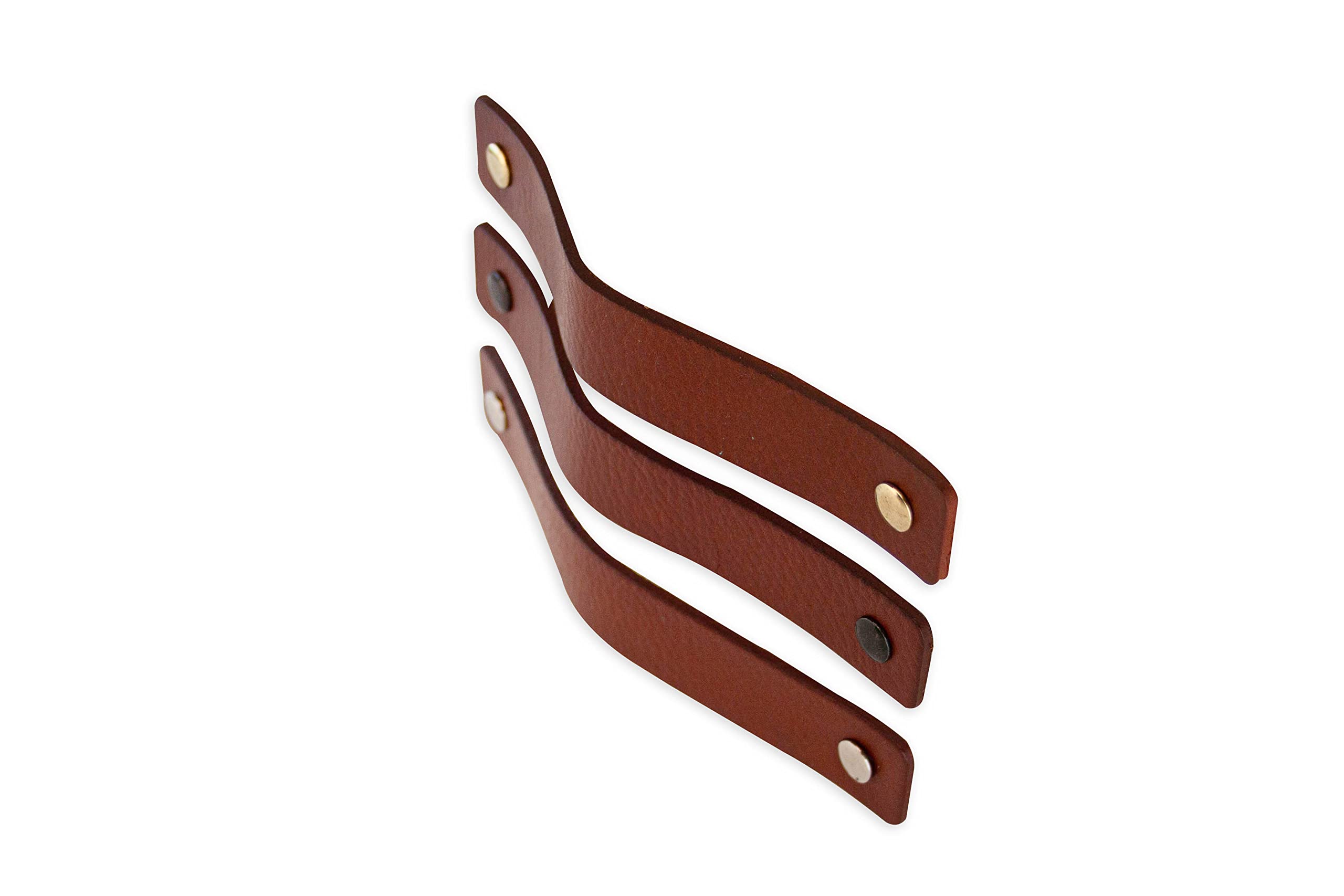 Brute Strength - Leather Drawer Pulls - Cognac - 6 pcs - 6-1/2 x 1 ββ - Leather Handle - Leather Dresser Pulls - Cabinet knobs Dresser knobs - Dresser Handles