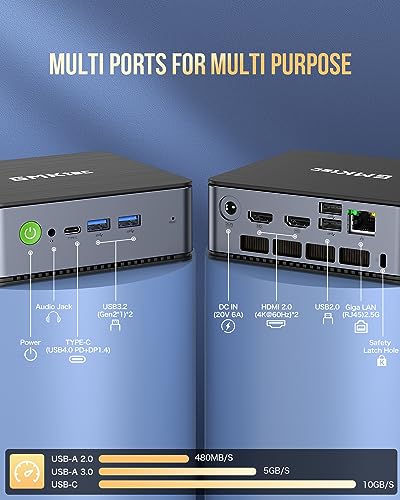 GMKtec Mini PC Intel Core i7 12650H (4.7GHz) Business Office Mini Computers Desktop Preinstalled Windows 11 Pro 24GB DDR5 Dual Channel 1TB Hard Drive SSD 4K, USB 4.0, WiFi 6, BT 5.2, Ethernet RJ45 LAN