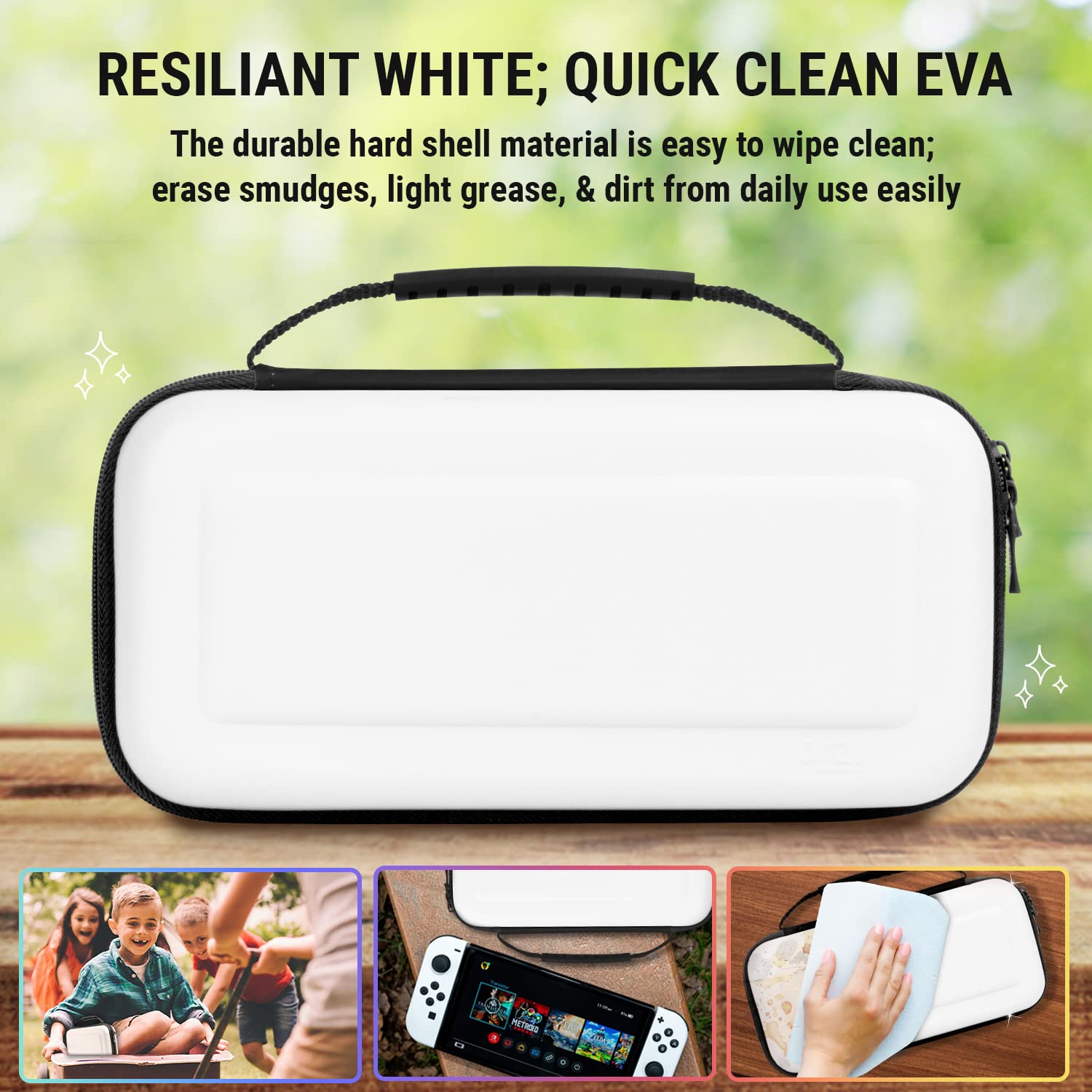 Orzly Accessories Kit Bundle Compatible with Nintendo Switch OLED Console (NOT 2017 Edition Compatible) Ultimate Geek Pack with Case and Screen Protector and Much More - Ice White Gift Boxed