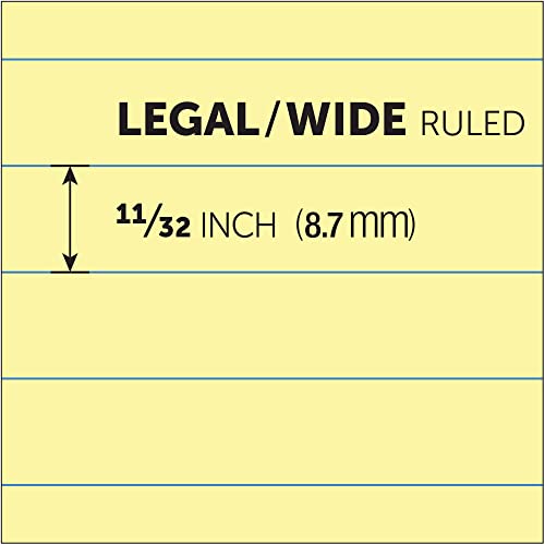 Office Depot Professional Legal Pad, 8 1/2in. x 14in., Canary, Legal Ruled, 50 Sheets, 4 Pads/Pack, 99489