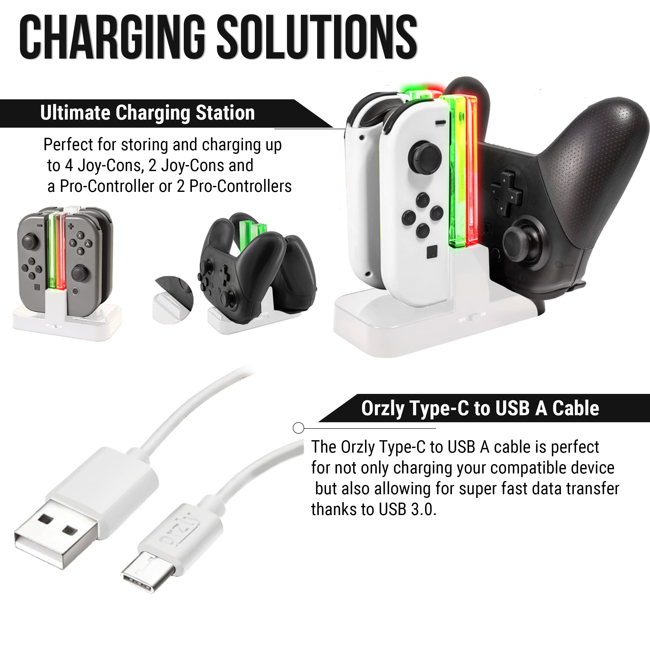 Orzly Accessories Kit Bundle Compatible with Nintendo Switch OLED Console (NOT 2017 Edition Compatible) Ultimate Geek Pack with Case and Screen Protector and Much More - Ice White Gift Boxed