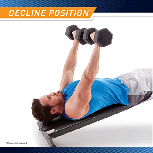 Marcy Exercise Utility Bench for Upright, Incline, Decline, and Flat Exercise SB-261W , Black, 42.00 x 19.00 x 51.00 inches