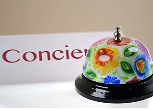 WEKOIL Call Bell Desk Service Bell Ding Bell for Restaurant Hotel Room Kitchen Party School Classroom Office Elderly Teachers Students Large White Pattern Bell,3.3 inch