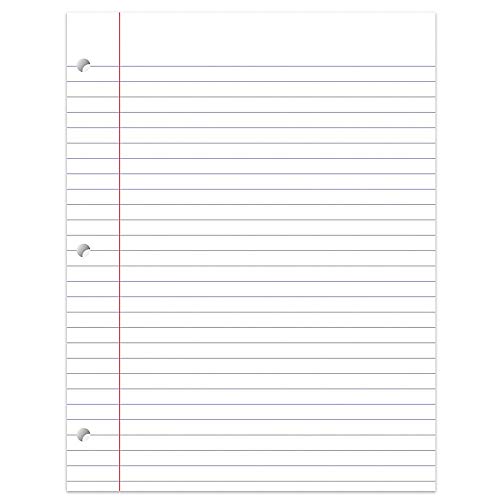 Office Depot Ruled Filler Paper, 3-Hole Punched, 16-Lb, Wide Ruled With Margin, 11in x 8 1/2in, 500 Sheets, 09228OD