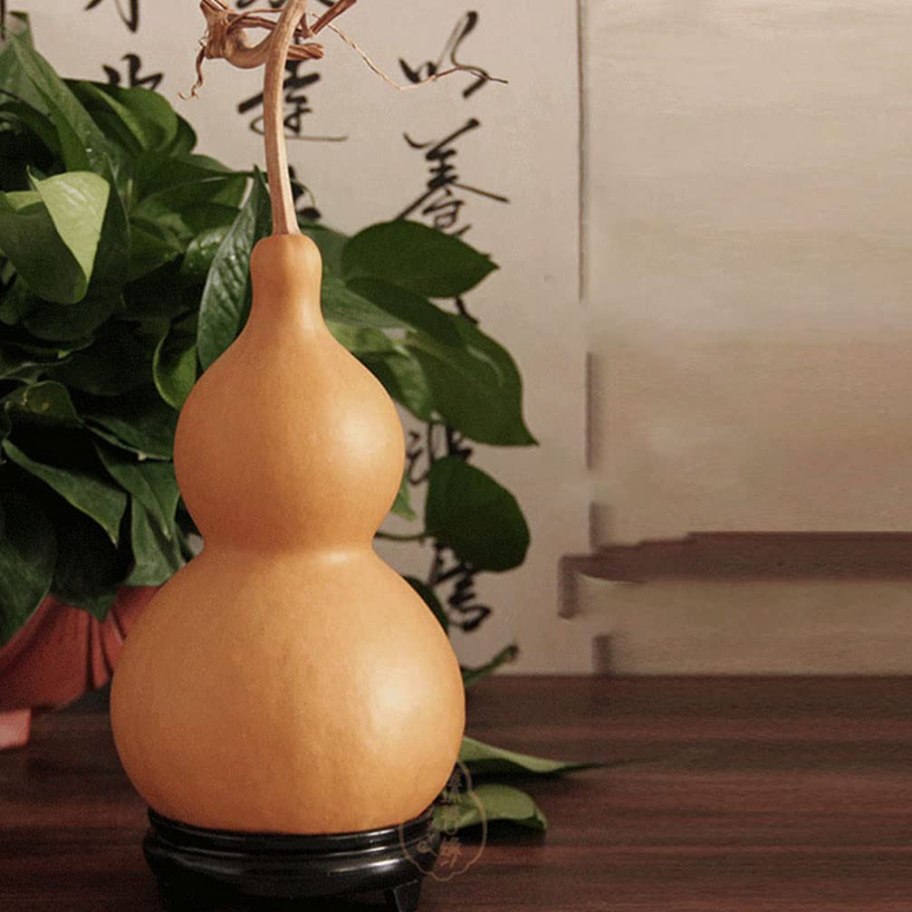 Kisangel Dried Gourd Natural Wu Lou Hulu Feng Shui Fortune Wealth Ornament for Office Desktop Craft Decorations