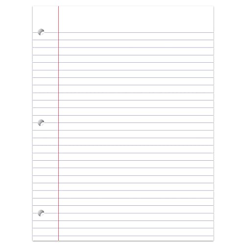 Office Depot Ruled Filler Paper, 3-Hole Punched, 16-Lb, Wide Ruled With Margin, 11in x 8 1/2in, 500 Sheets, 09228OD