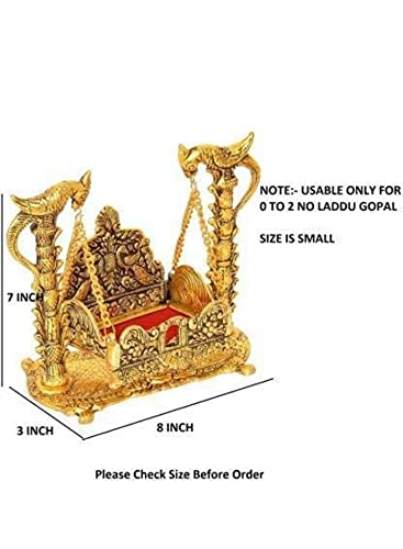 Metal laddu Gopal Jhula for Krishna jhula Krishna Palana Metal Krishna palna (Gold_ 17.78 × 9.5 × 17.14 cm)