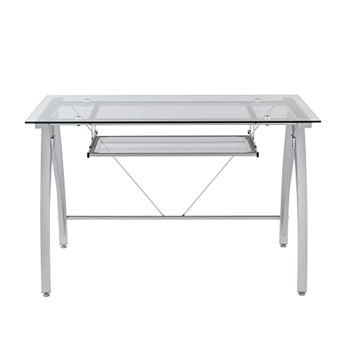 RealspaceĀ® Vista 48"W Glass Computer Desk, Silver