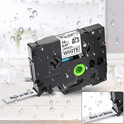 GREENCYCLE 8 Pack Compatible for Brother TZe-231 TZ231 AZe 231 Label Tapes 12mm 0.47 Inch 1/2" Black on White Laminated for PTD210 D600 PT-D600VP PTD400AD PTH110 PT-D200 PT-E550W Label Maker