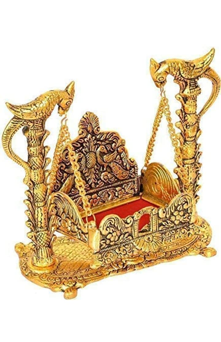 Metal laddu Gopal Jhula for Krishna jhula Krishna Palana Metal Krishna palna (Gold_ 17.78 × 9.5 × 17.14 cm)