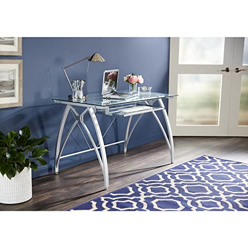 RealspaceĀ® Vista 48"W Glass Computer Desk, Silver