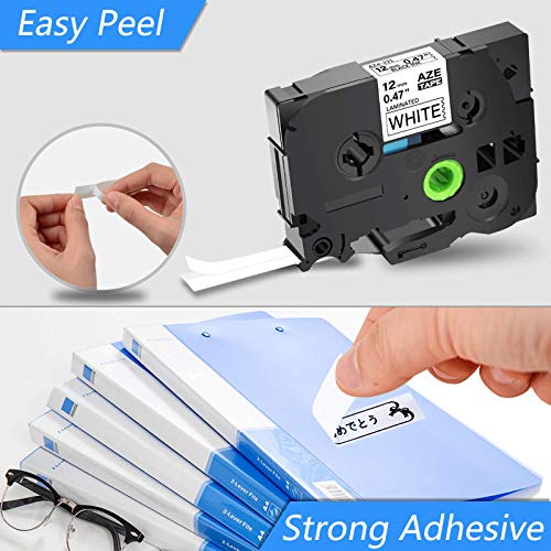 GREENCYCLE 8 Pack Compatible for Brother TZe-231 TZ231 AZe 231 Label Tapes 12mm 0.47 Inch 1/2" Black on White Laminated for PTD210 D600 PT-D600VP PTD400AD PTH110 PT-D200 PT-E550W Label Maker