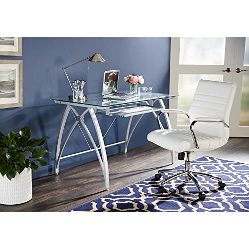 RealspaceĀ® Vista 48"W Glass Computer Desk, Silver