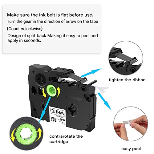 GREENCYCLE 8 Pack Compatible for Brother TZe-231 TZ231 AZe 231 Label Tapes 12mm 0.47 Inch 1/2" Black on White Laminated for PTD210 D600 PT-D600VP PTD400AD PTH110 PT-D200 PT-E550W Label Maker