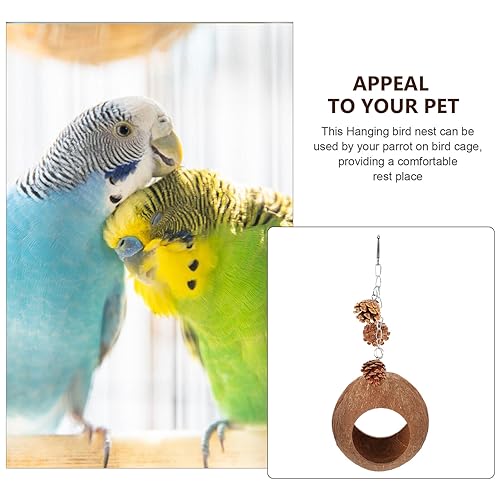 POPETPOP Coconut Shell Nest Bird Bed Bird Nest Tent Parrot Bed Parrot Supply Cage Parrot Hammock Bird Sleeping Tent Parrot Hut Bird Cage Hanging Hammock Bird House Parrot Nest Soft