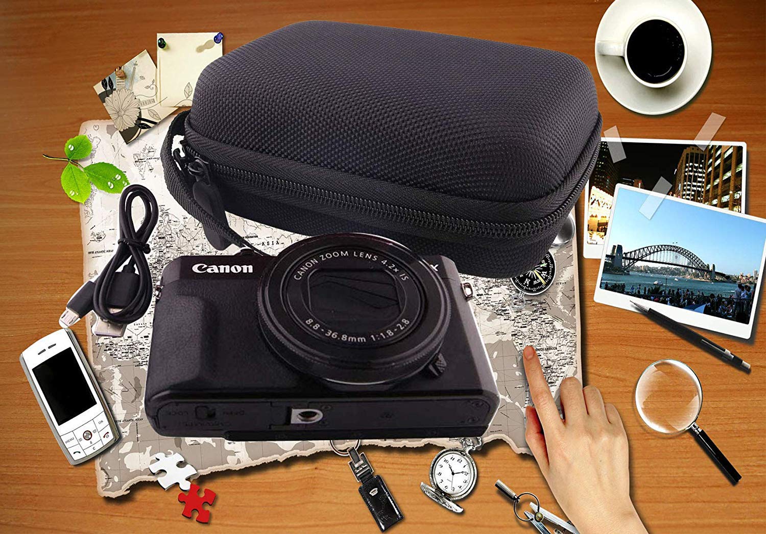WERJIA Hard EVA Travel Case for Canon PowerShot SX720 SX620 SX730 SX740 G7X G7X Mark III G7X Mark II Digital Camera (black)