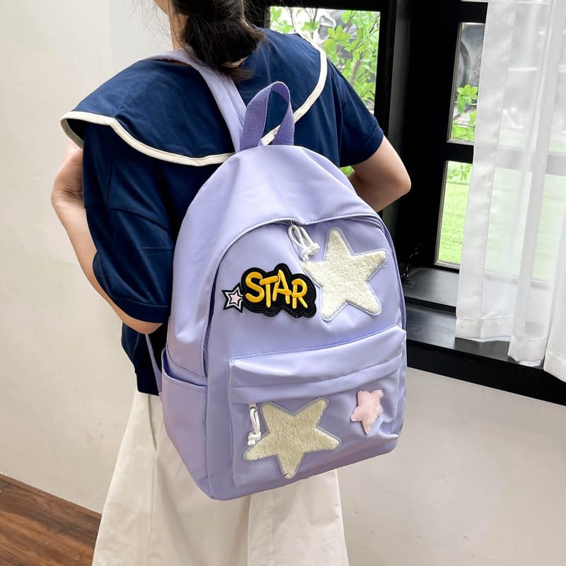 Cute Backpack for Women Men, Kawaii Y2K Design Trendy Colorful Harajuku Hiking Travel Backpack Aesthetic Backpack (Purple)