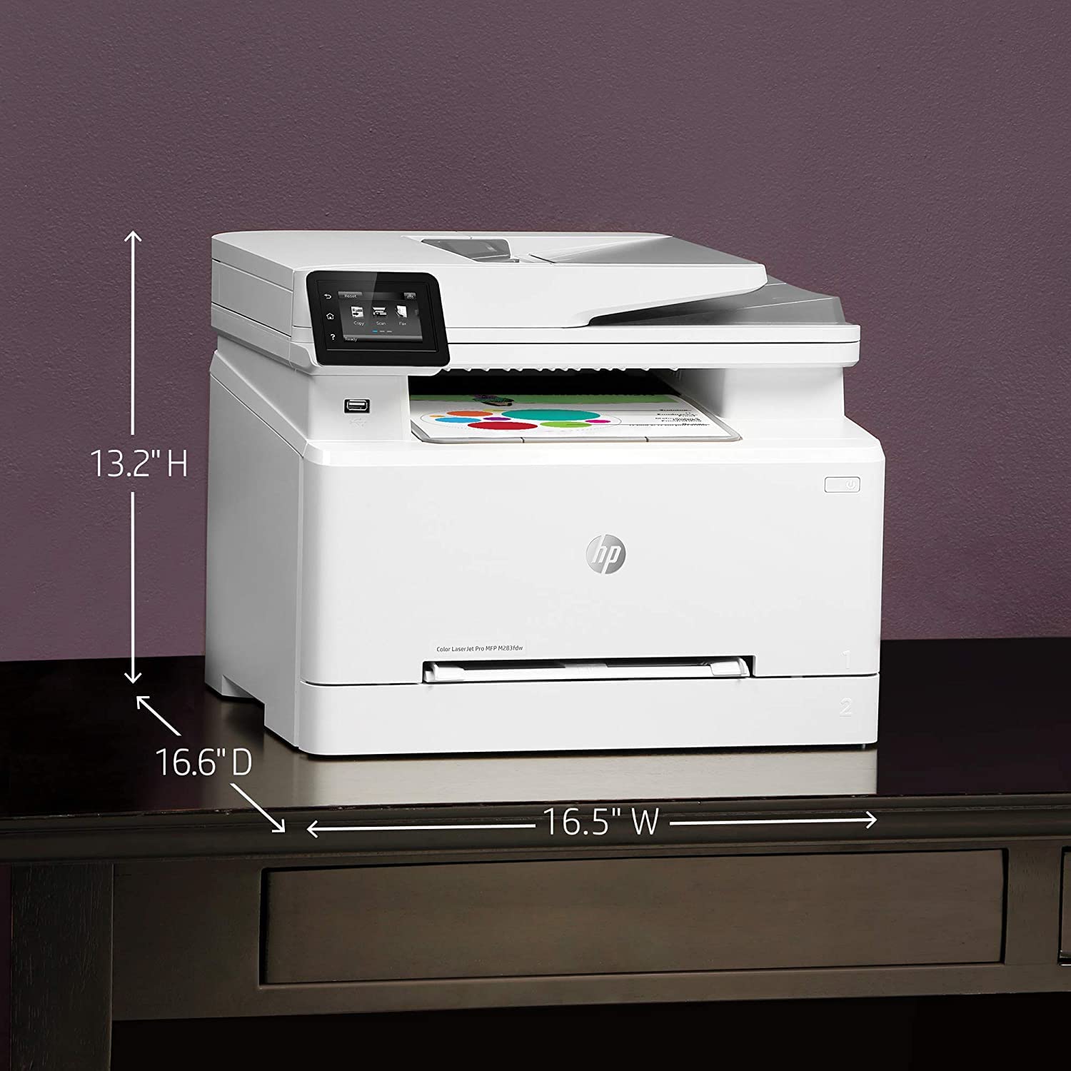 HP Color Laserjet Pro M283fdwB Wireless All-in-One Laser Printer, Print Scan Copy, Remote Mobile Print, Auto 2-Sided Printing, 22 ppm, 250-Sheet, Works with Alexa, Bundle with JAWFOAL Printer Cable
