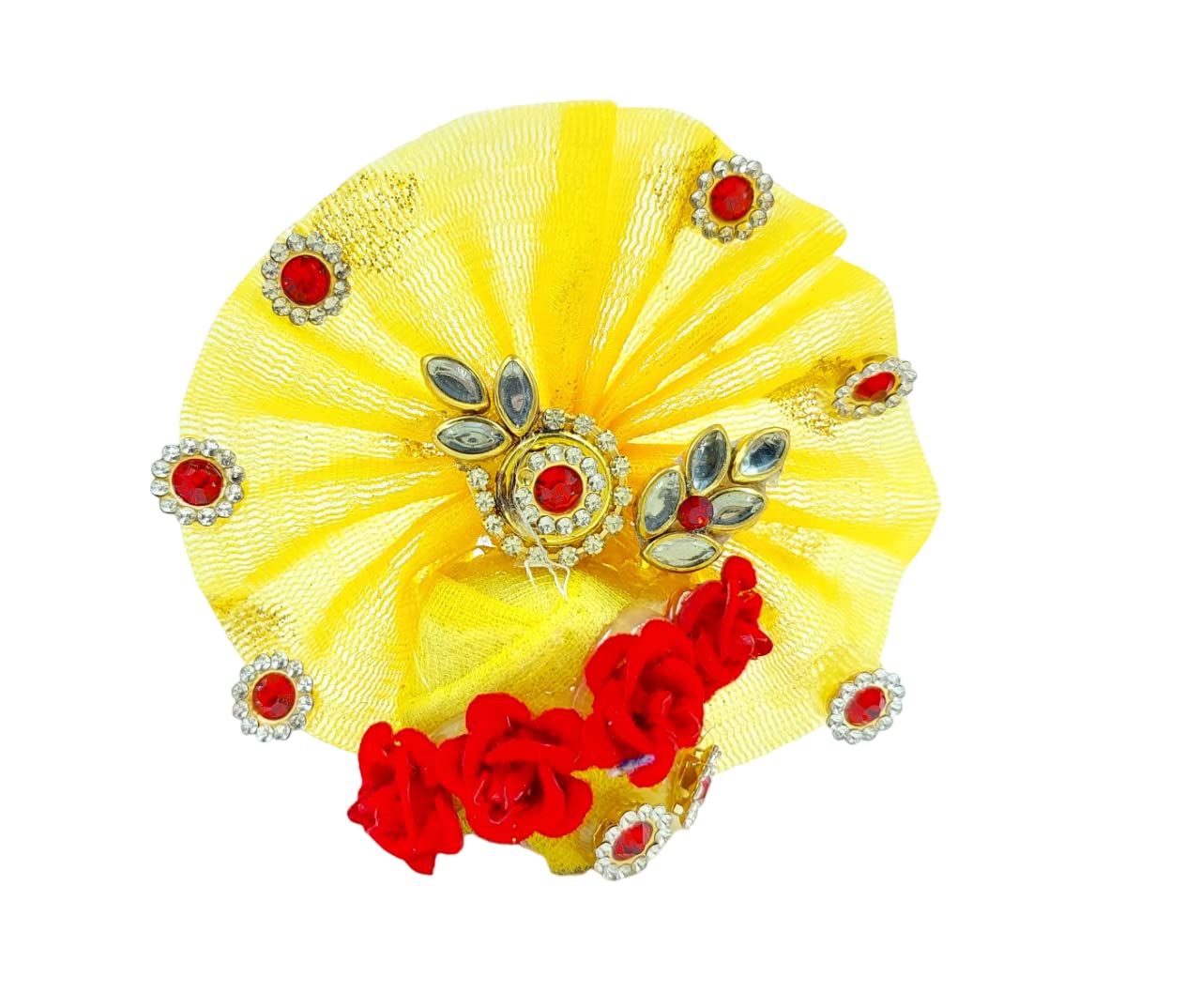 Aditri Creation Yellow Designer Cloth for Lord Krishan Ladu Laddu Gopal Kanaiya Bal Krishna Dress Poshak Vastra for Little Metal Idol Statue (Size:- 6 inches Diameter)