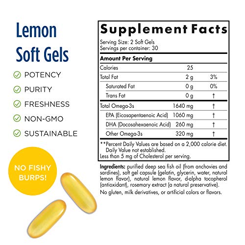 Nordic Naturals EPA Xtra, Lemon - 60 Soft Gels - 1640 mg Omega-3 - High-Intensity EPA Formula for Positive Mood, Heart Health & Healthy Immunity - Non-GMO - 30 Servings
