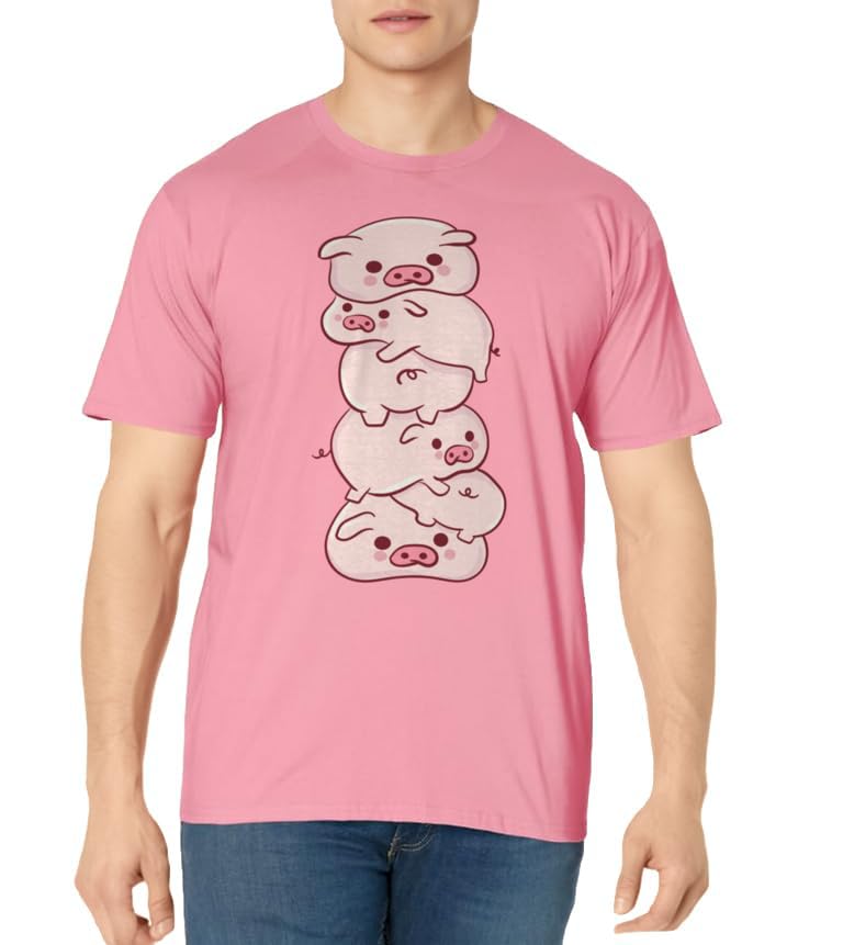Pigs On A Pile - Cute Kawaii Anime - Pig Aesthetic Japanese T-Shirt