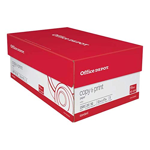 Office Depot® - Copy Paper - Ledger Paper Size, 104 - US /92 - Euro Brightness, 20 lb, White - Paper - 18" x 11.4" x 6.4