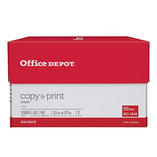 Office Depot® - Copy Paper - Ledger Paper Size, 104 - US /92 - Euro Brightness, 20 lb, White - Paper - 18" x 11.4" x 6.4